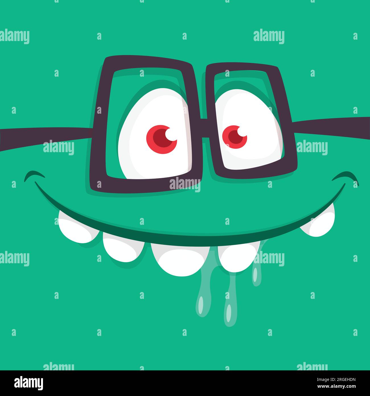 Funny cartoon nerd monster face wearing eyeglasses. Illustration of ...