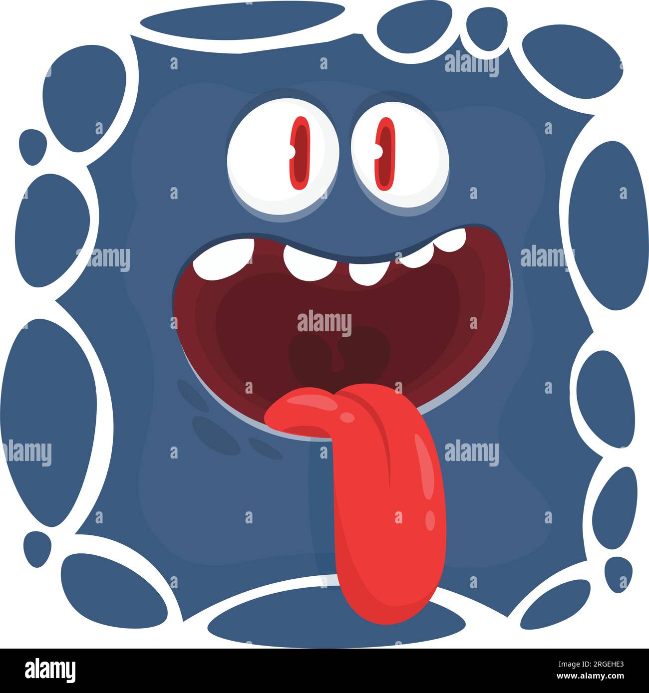 Funny cartoon monster face showing tongue. Illustration of cute and ...