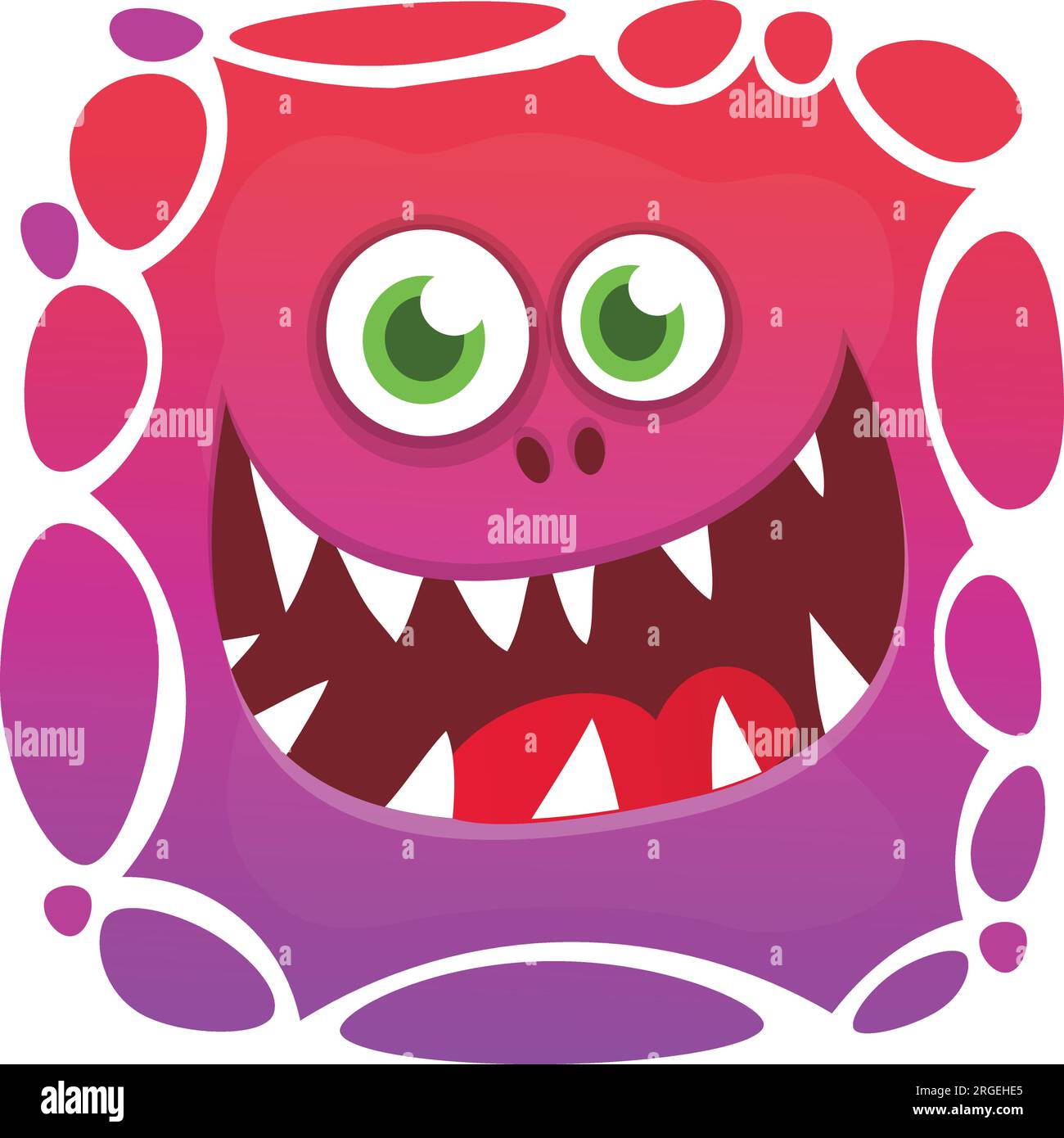 Funny cartoon monster face smiling emotion. Illustration of cute and ...