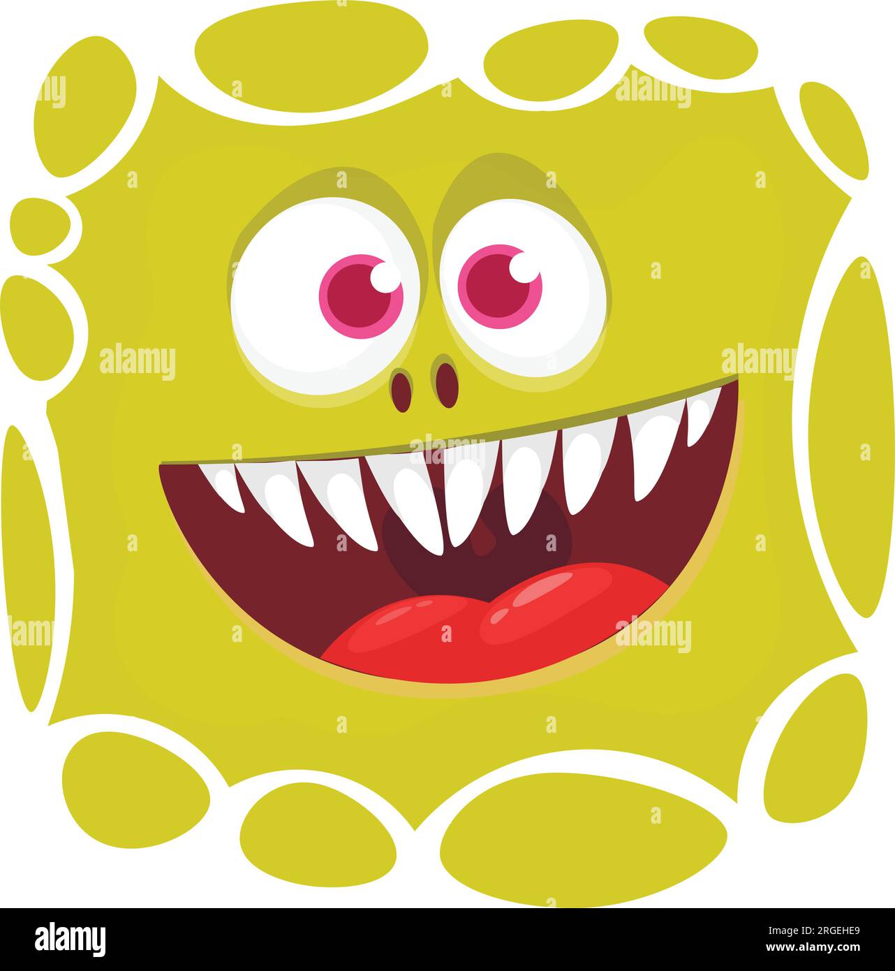 Funny cartoon monster face smiling emotion. Illustration of cute and ...