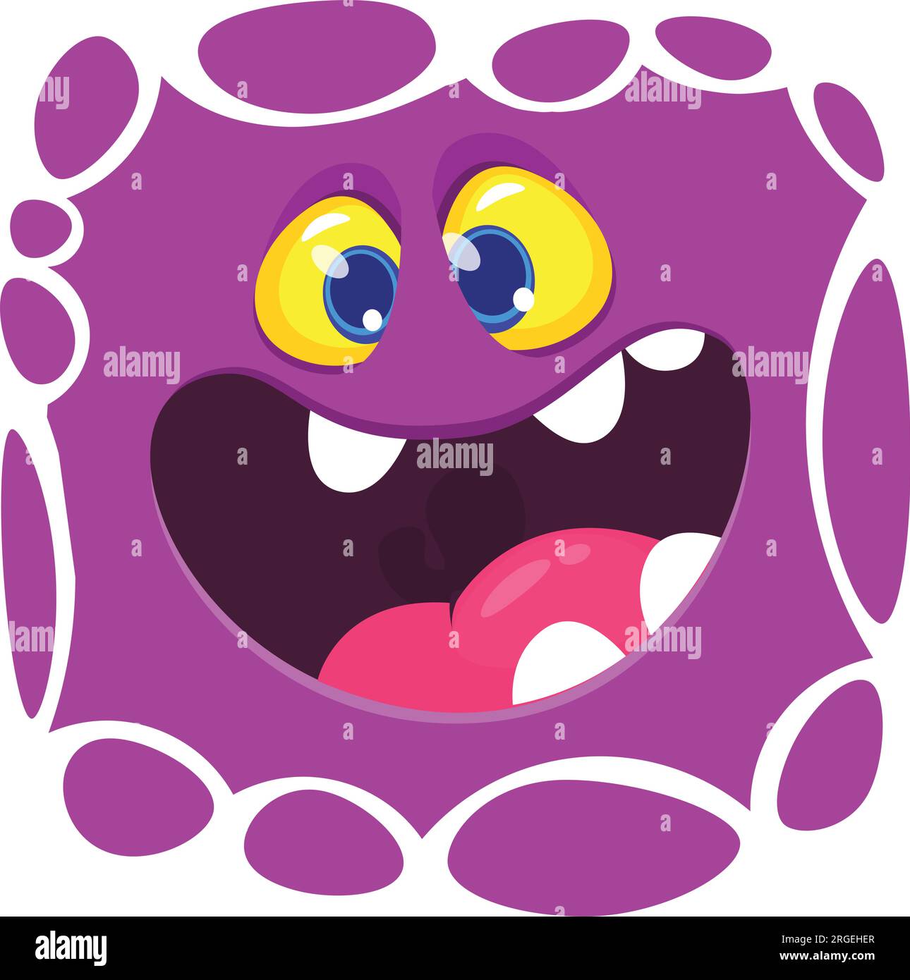 Funny cartoon monster face smiling emotion. Illustration of cute and ...