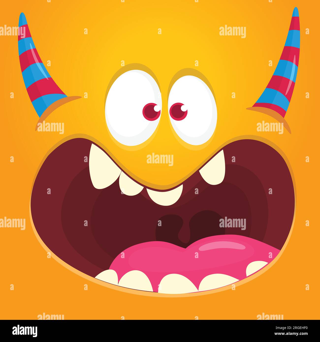 Angry cartoon monster face. Illustration of creepy and scary mythical ...