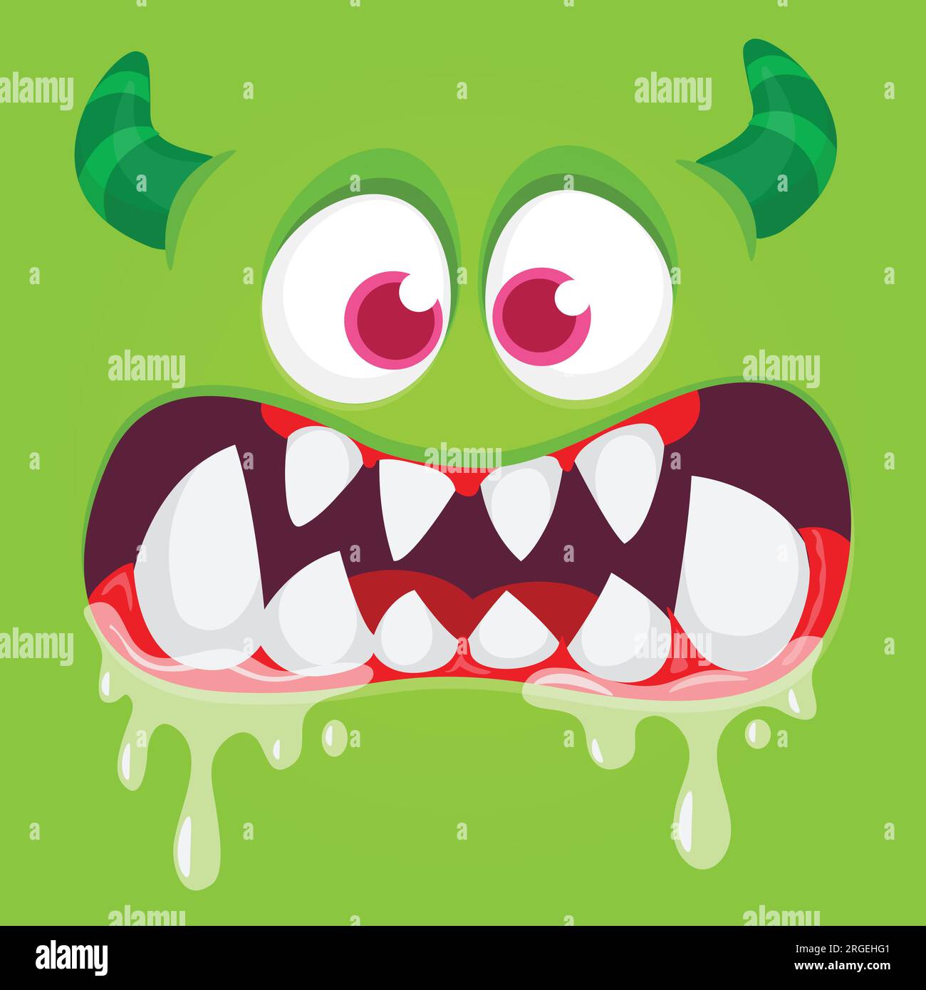 Angry cartoon monster face. Illustration of creepy and scary mythical ...