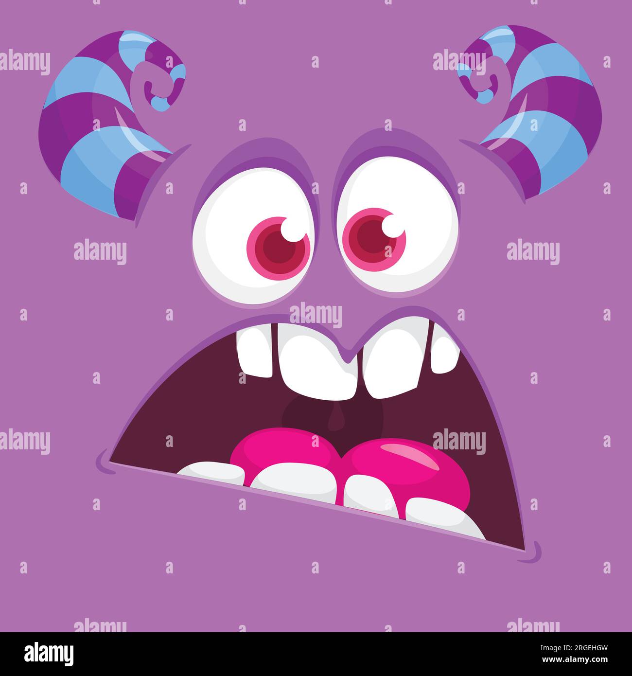 Angry cartoon monster face. Illustration of creepy and scary mythical ...