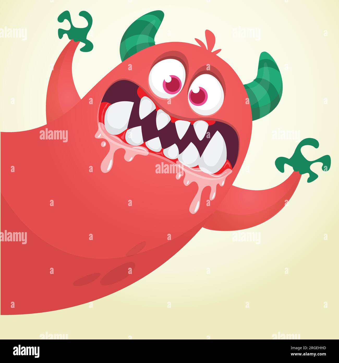 Angry cartoon monster character pop up and waving hands. Illustration ...