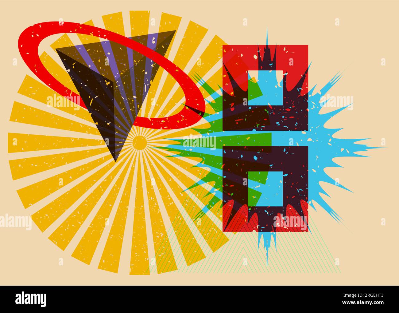 Colorful geometric shapes. Object in trendy riso graph design. Geometry ...