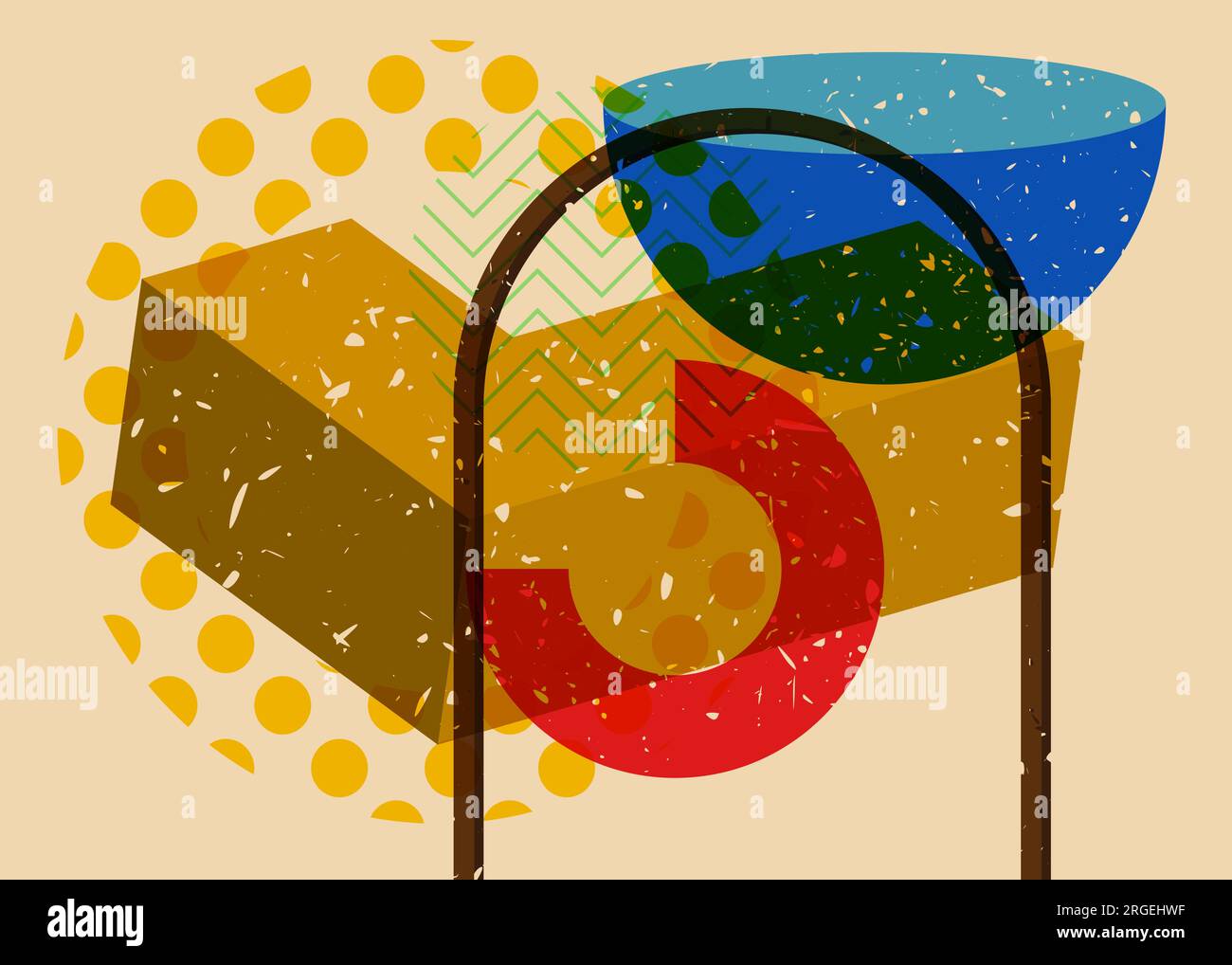 Colorful geometric shapes. Object in trendy riso graph design. Geometry ...