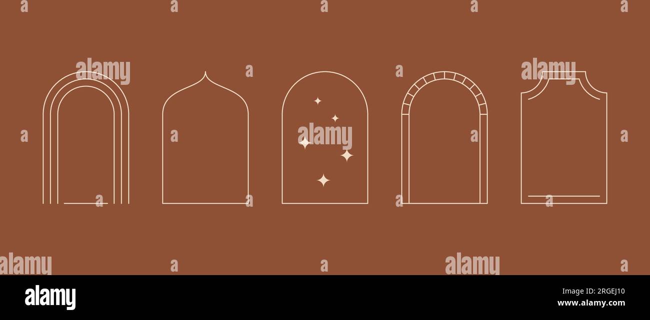 Linear arch frame set in minimal boho style. Bohemian decorative ...