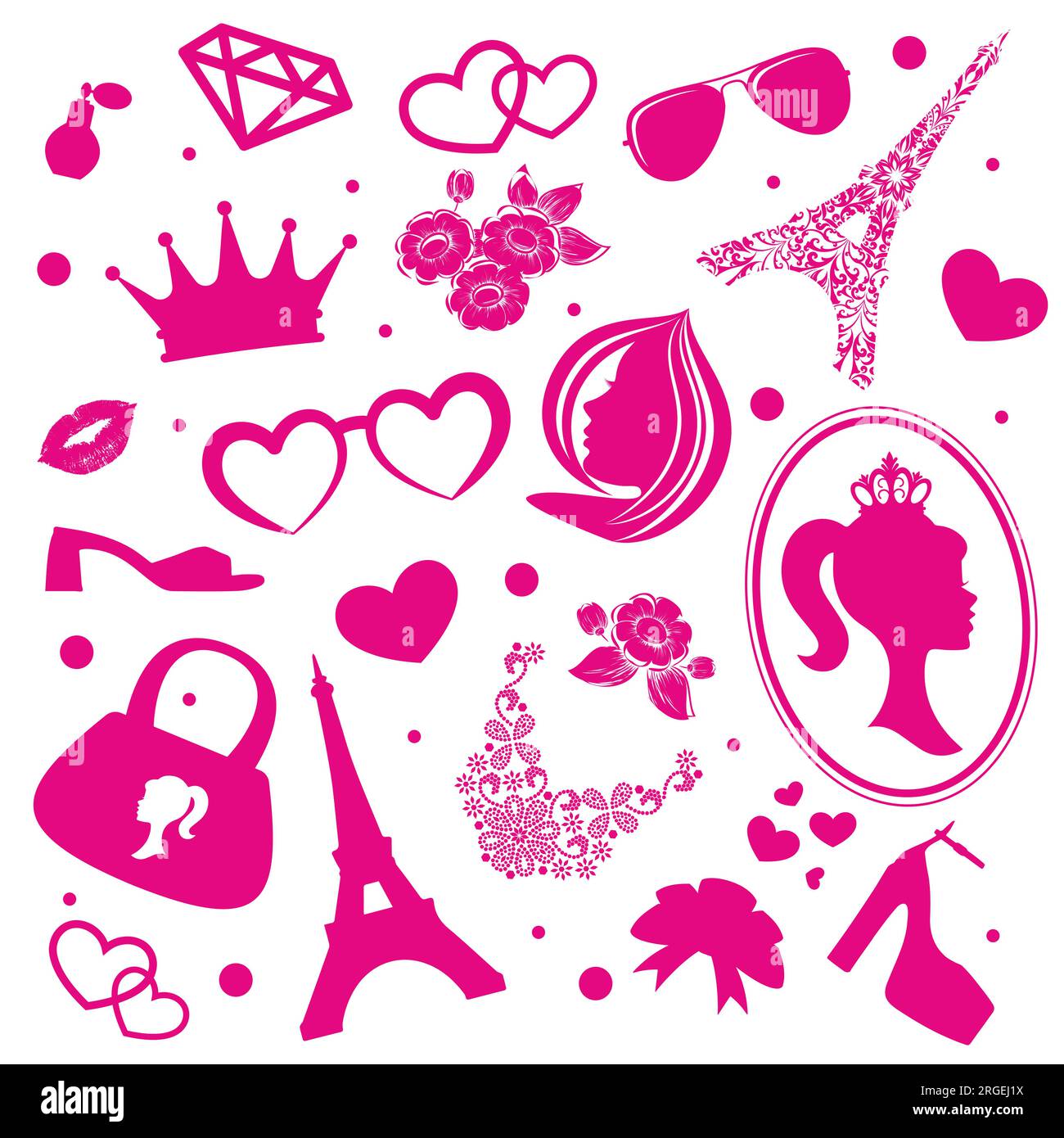 Pink doll accessories silhouettes set Stock Vector Image & Art - Alamy
