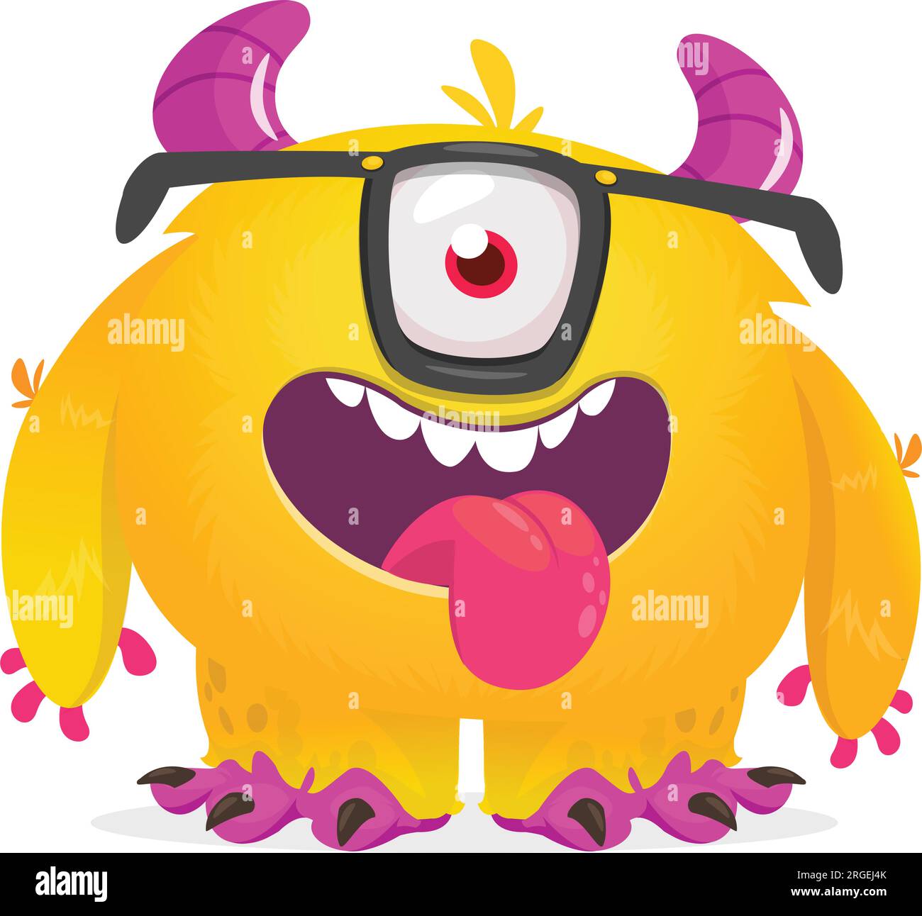 Cartoon illustration cyclops waving Cut Out Stock Images & Pictures - Alamy