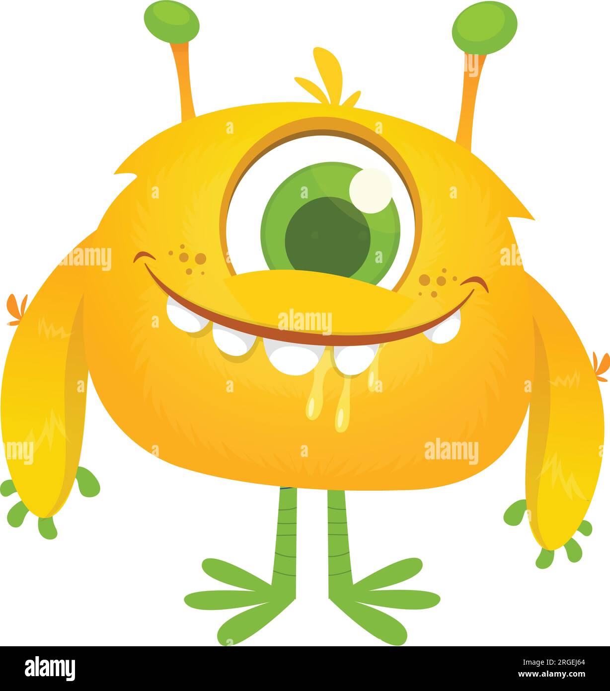 Funny cartoon smiling monster cyclops. Halloween Illustration of happy ...