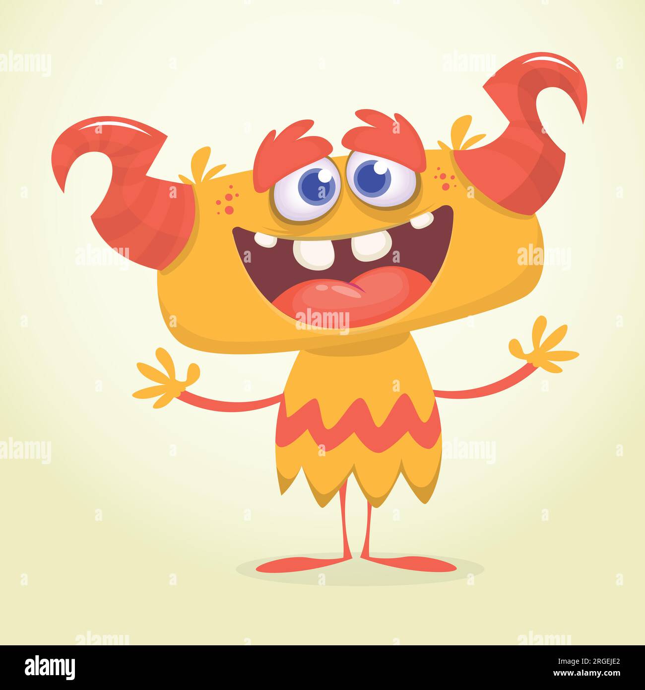 Funny cartoon smiling monster creature. Halloween Illustration of happy ...