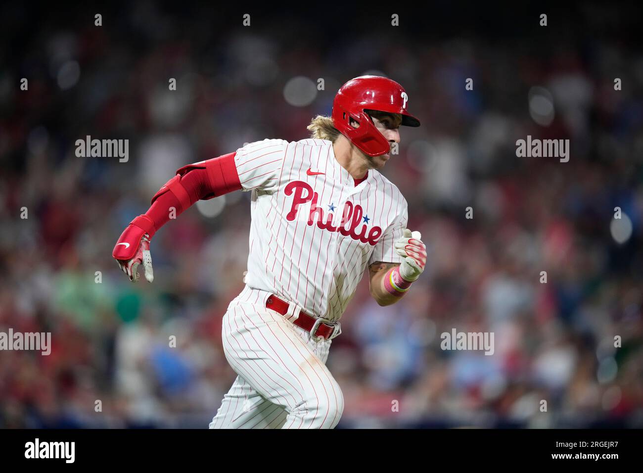 Philadelphia Phillies' Bryson Stott plays during the second baseball game in a doubleheader ...