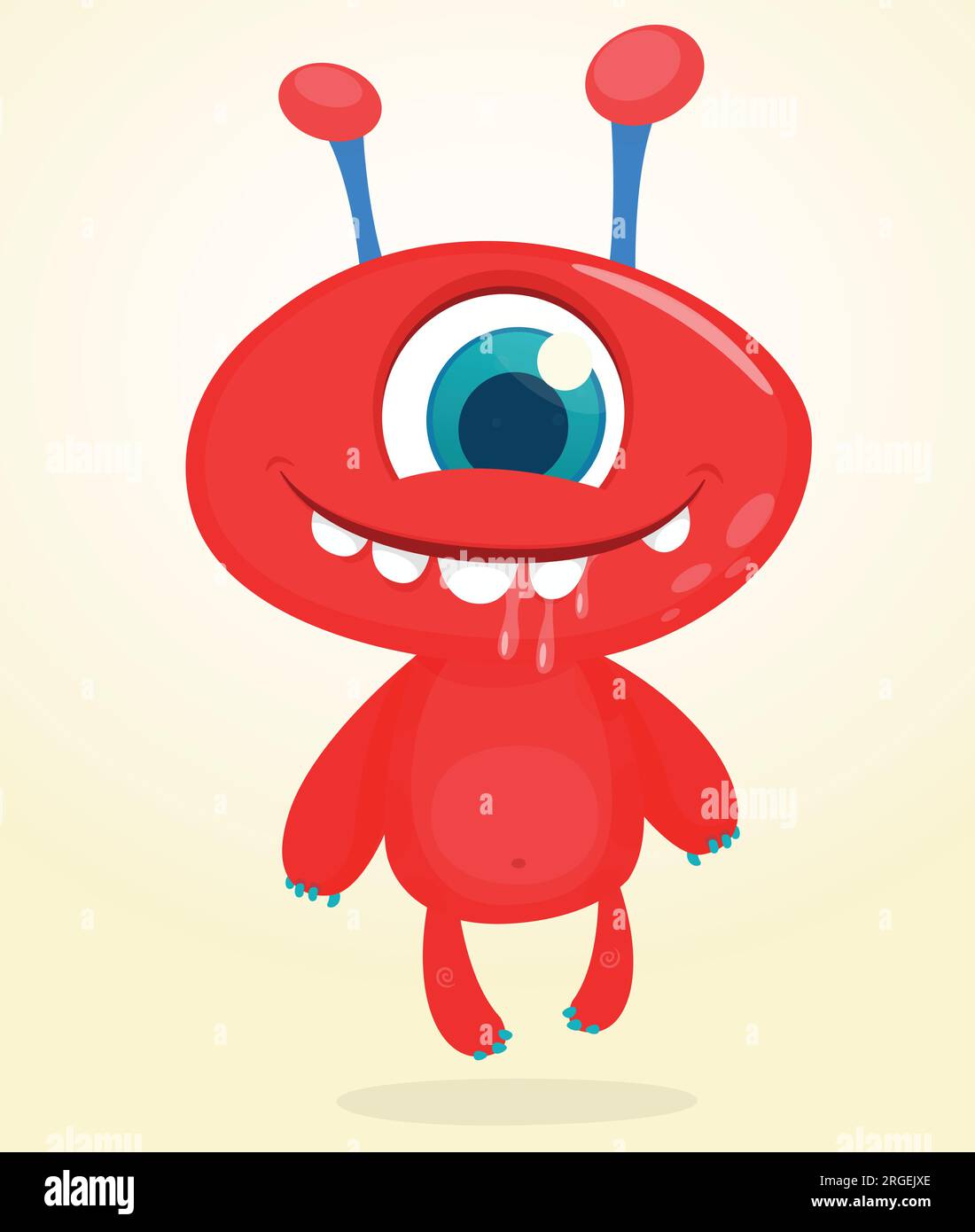 Halloween Illustration of happy red alien character with one eye ...