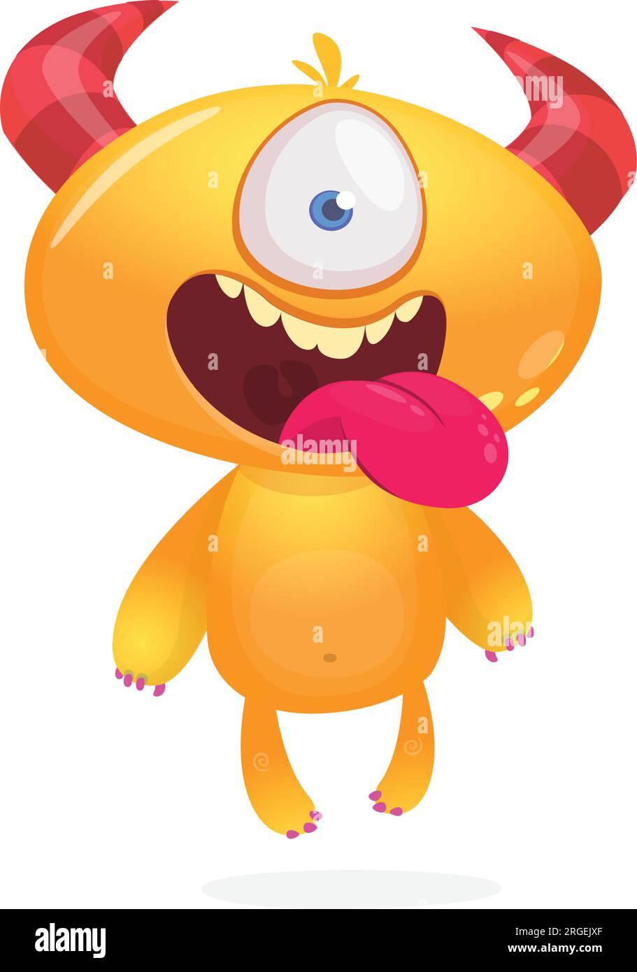 Cartoon illustration cyclops waving Cut Out Stock Images & Pictures - Alamy