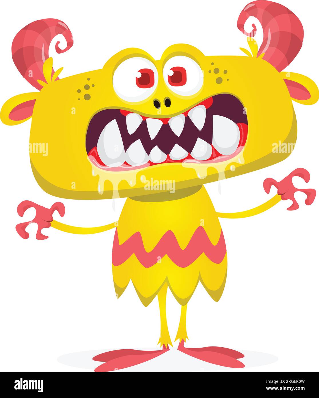 Angry cartoon monster creature . Halloween Illustration of scary alien ...