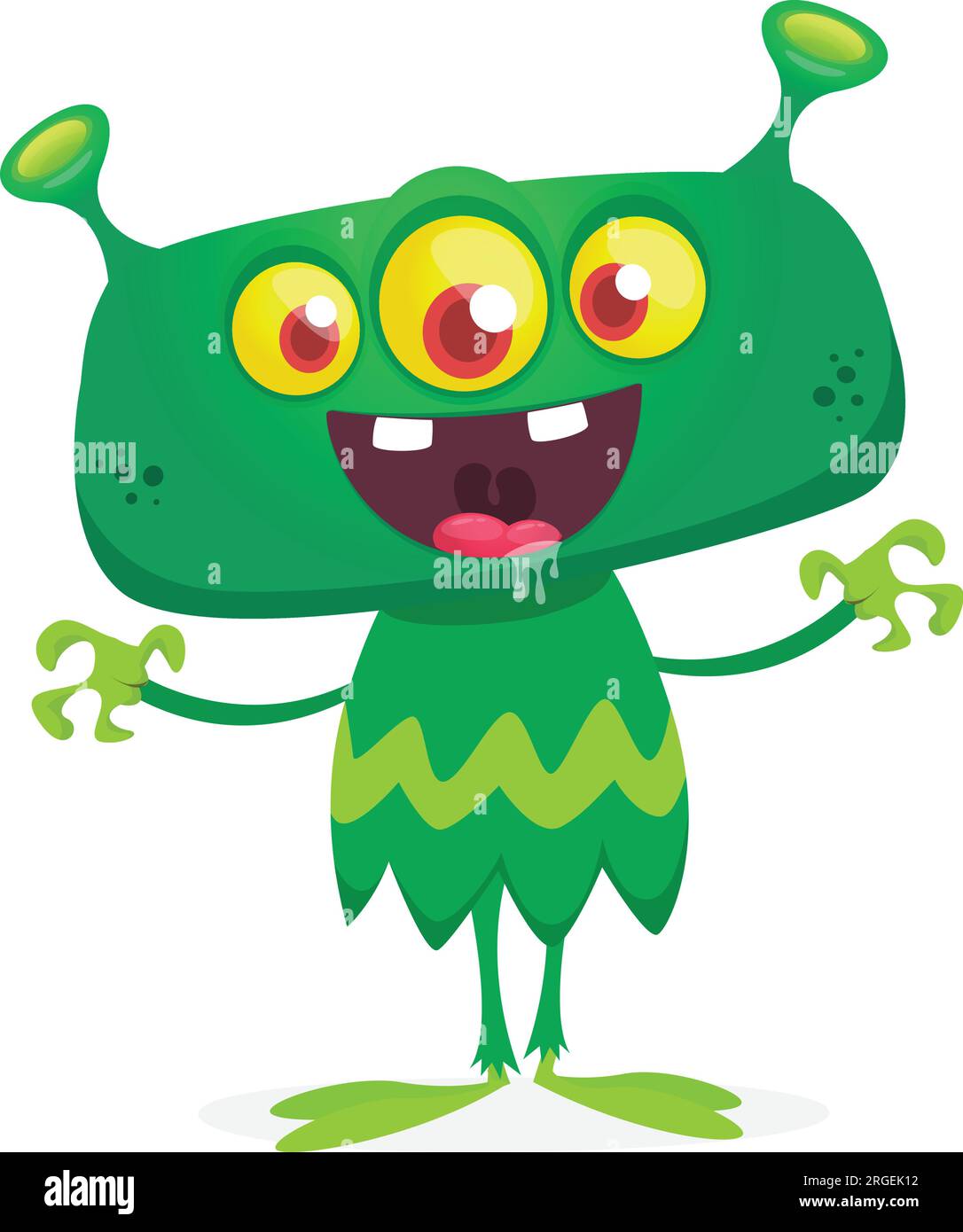 Funny cartoon smiling monster with three eyes. Halloween Illustration ...