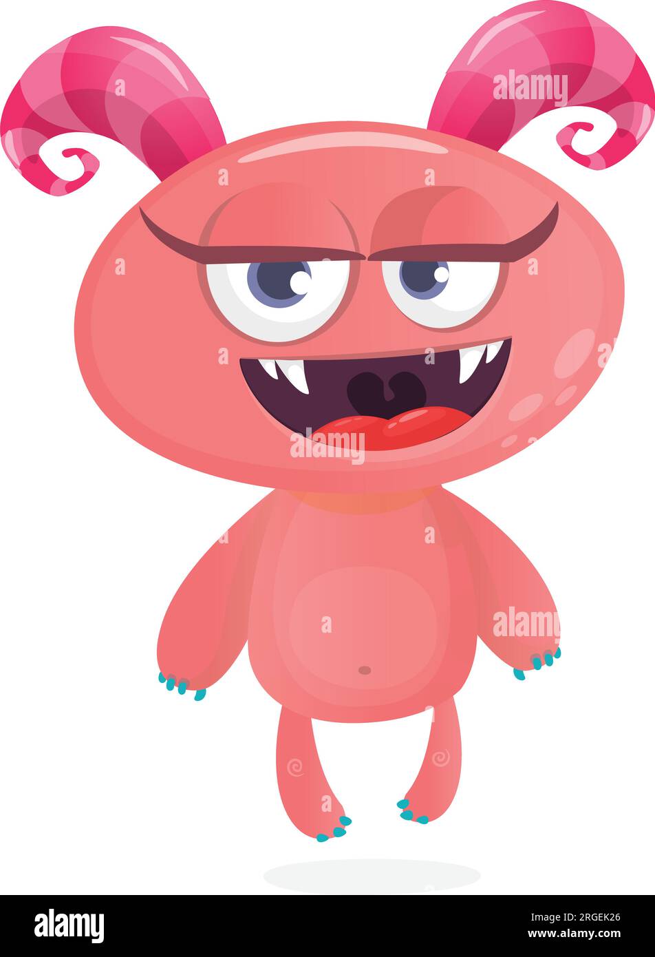 Funny cartoon girl monster creature. Halloween Illustration of happy ...