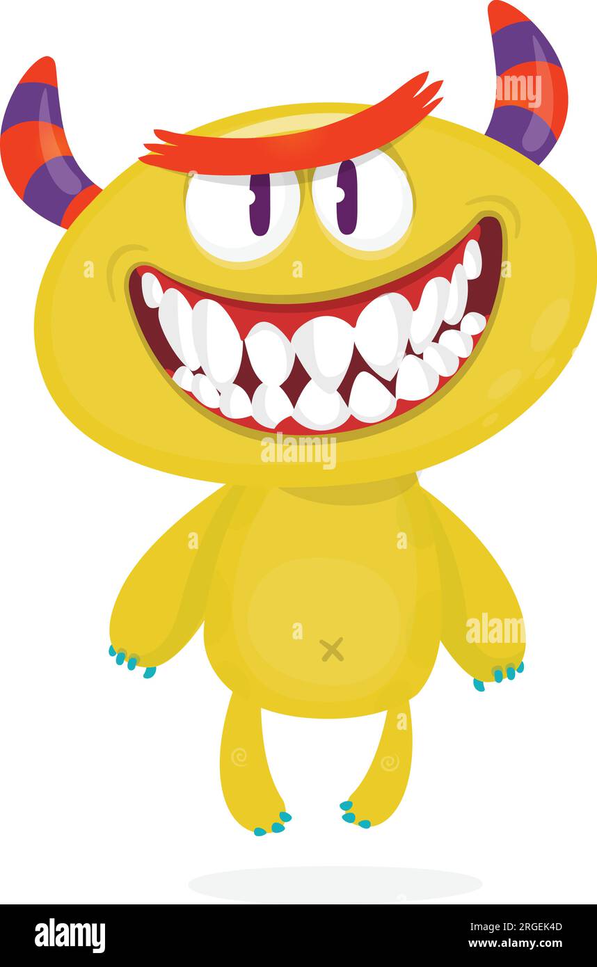 Angry cartoon monster creature showing teeth . Halloween Illustration ...