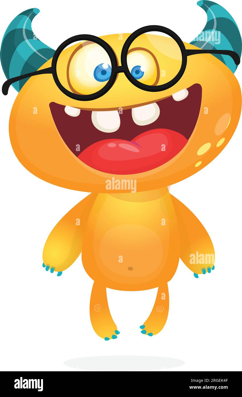 Funny cartoon nerd monster wearing eyeglasses. Halloween Illustration ...