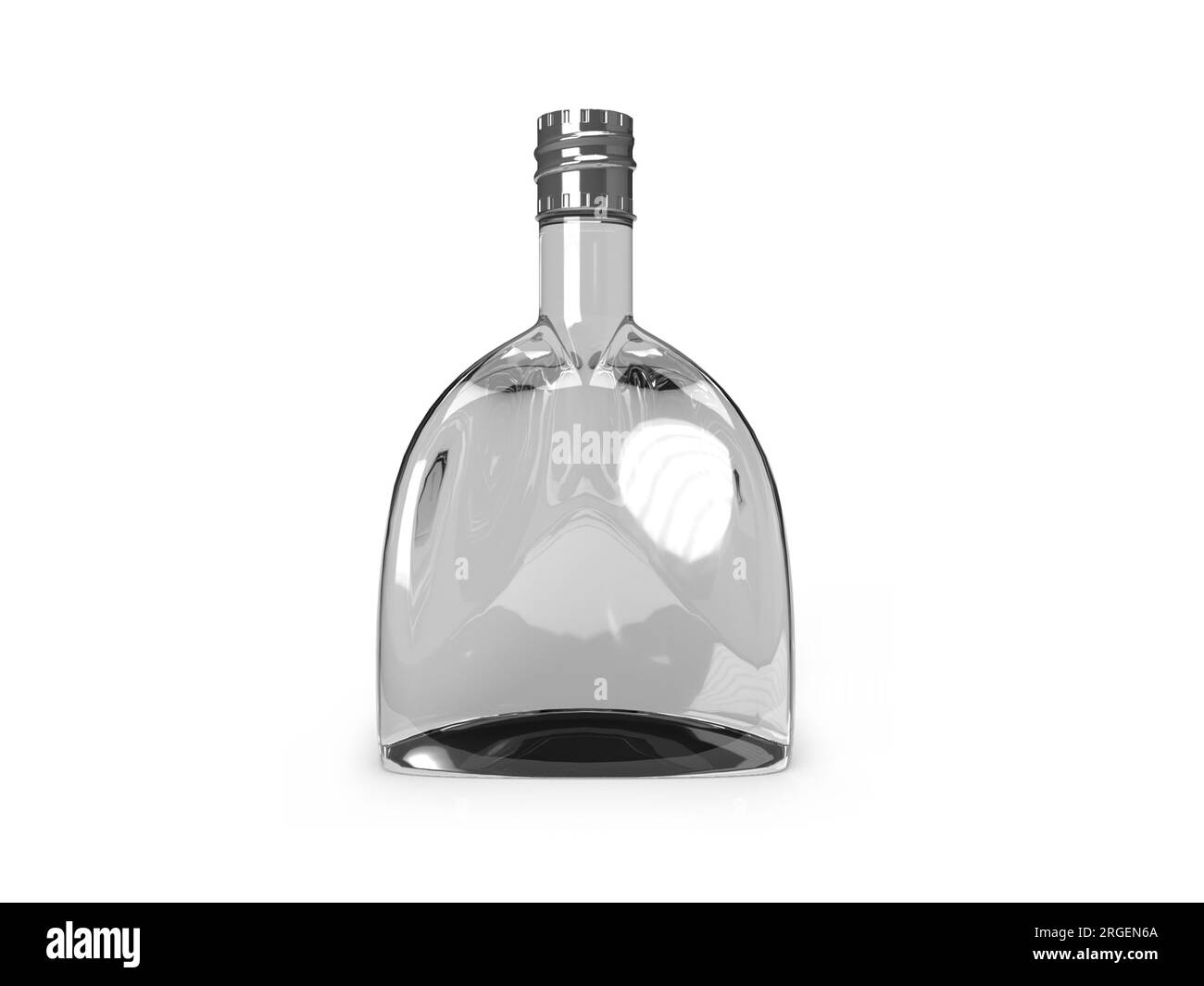 Curved Glass Bottle 3D Illustration Mockup Scene on Isolated White ...