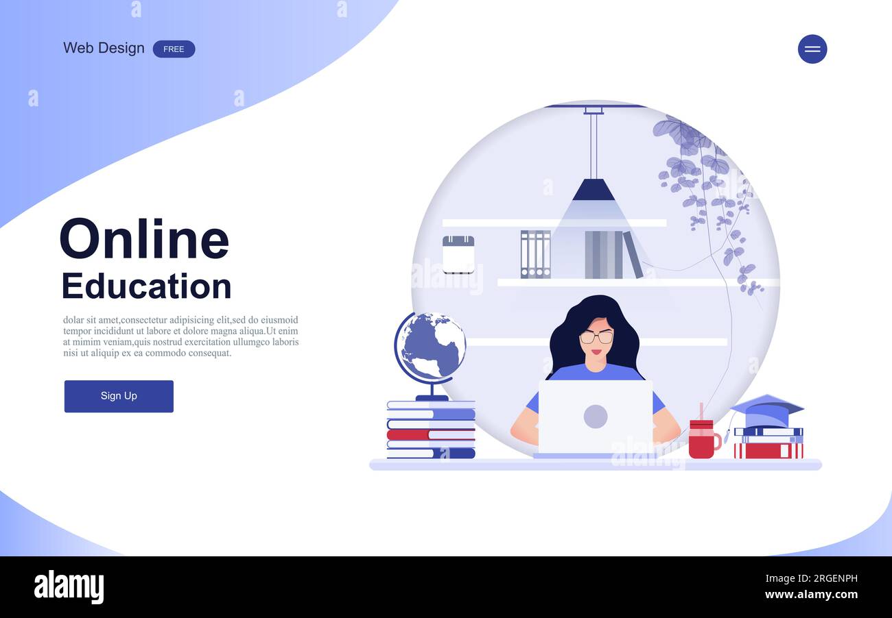 Landing page for online education Stock Vector Images - Alamy