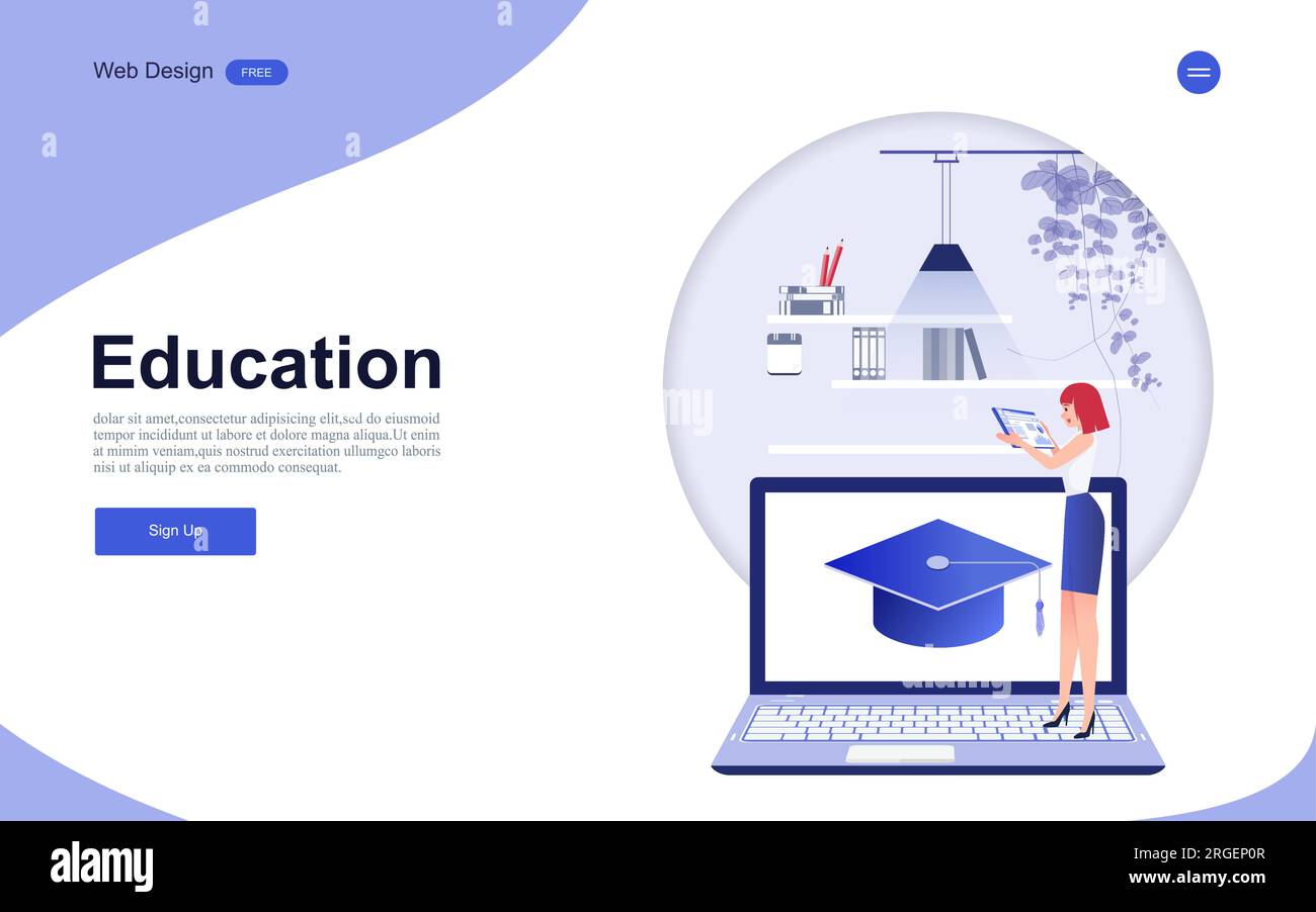 Landing page for online education Stock Vector Images - Alamy