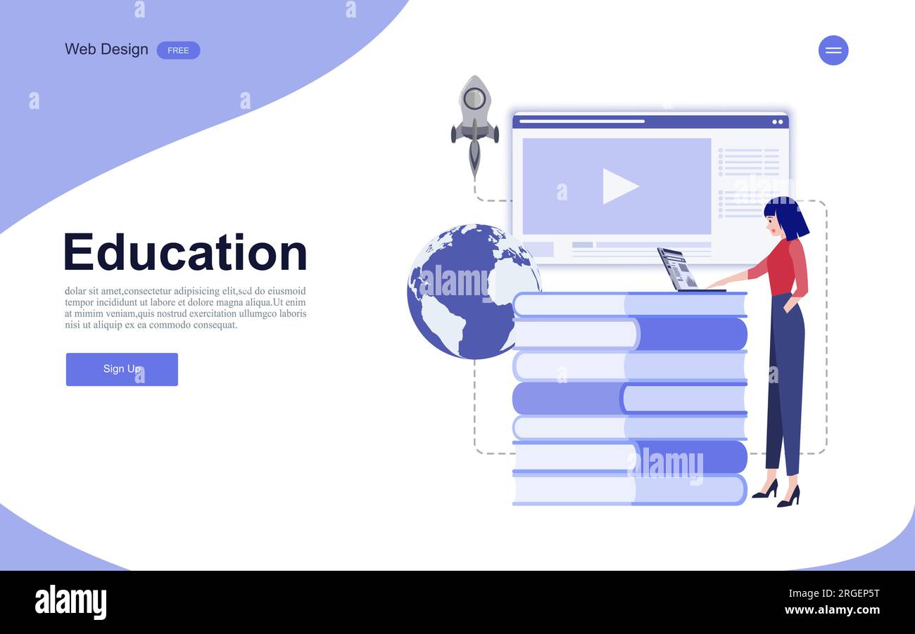 Landing page for online education Stock Vector Images - Alamy
