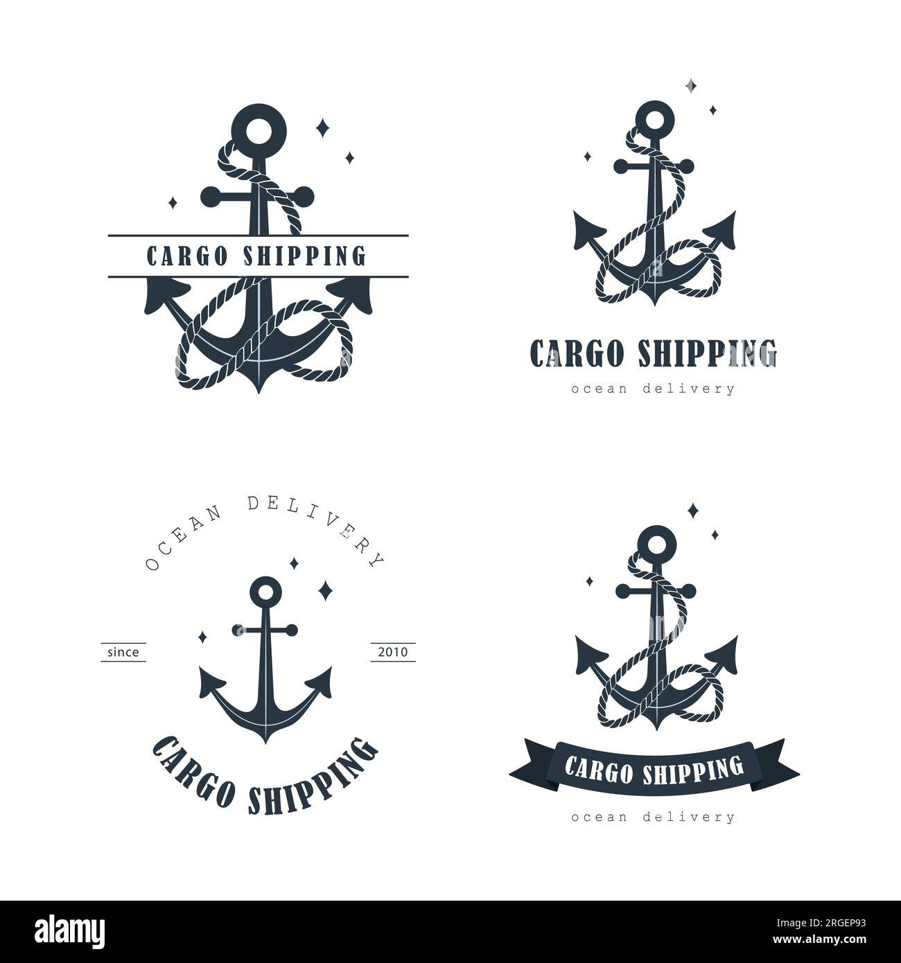 Set of Cargo shipping logos. Ocean delivery. Sea freight transportation ...