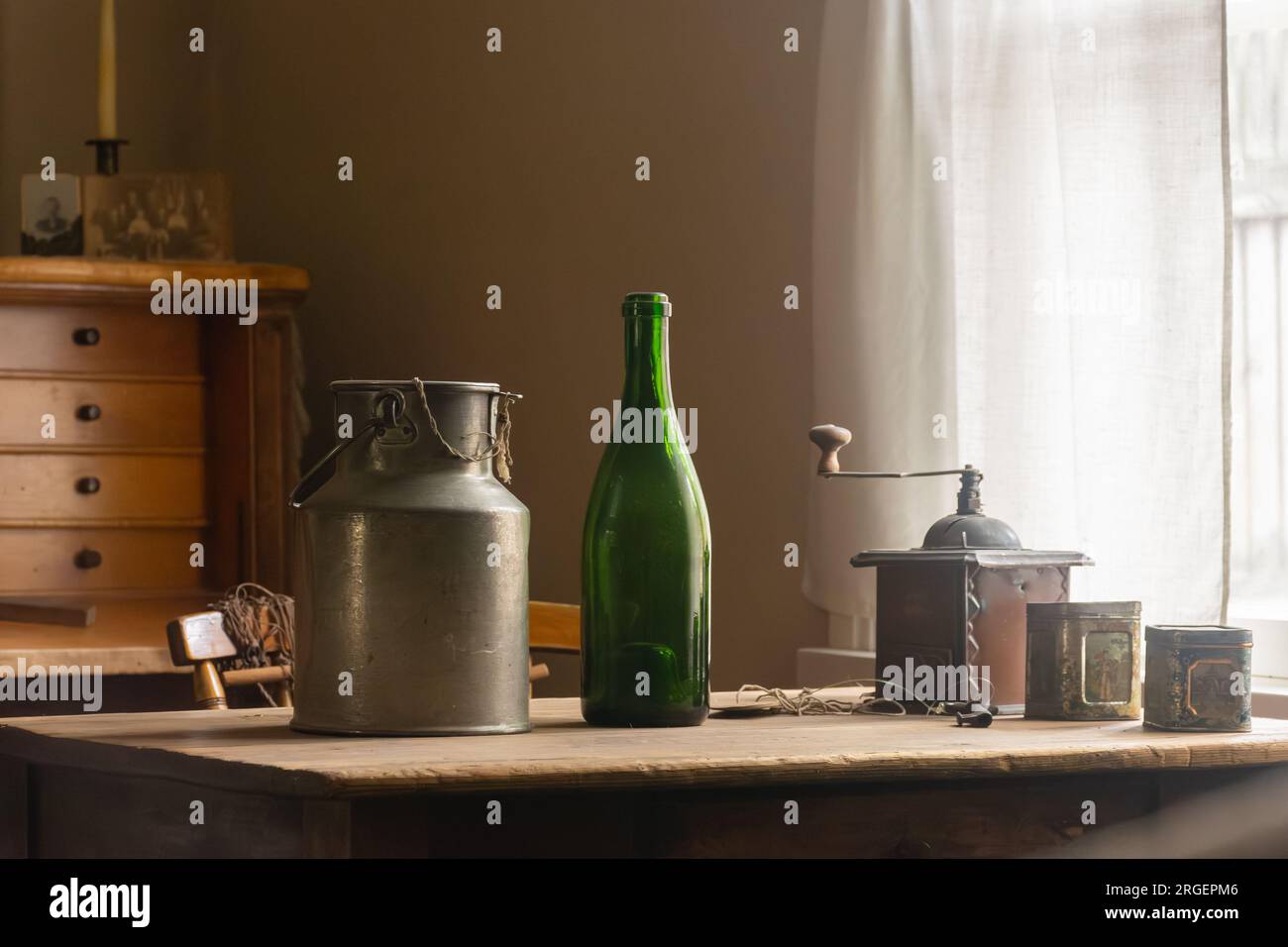 Table by window in Amuri museum of historic housing in Tampere Finland ...