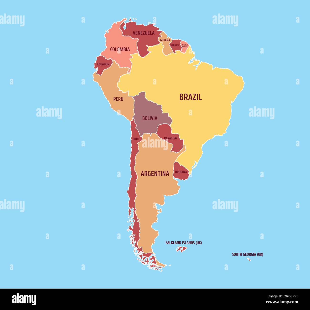 Vector map of South America with countries Stock Vector Image & Art - Alamy