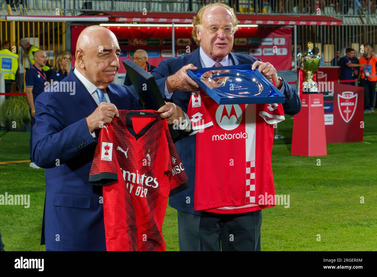 Monza, Italy 08/08/2023, Adriano Galliani and Paolo Scaroni, President ...