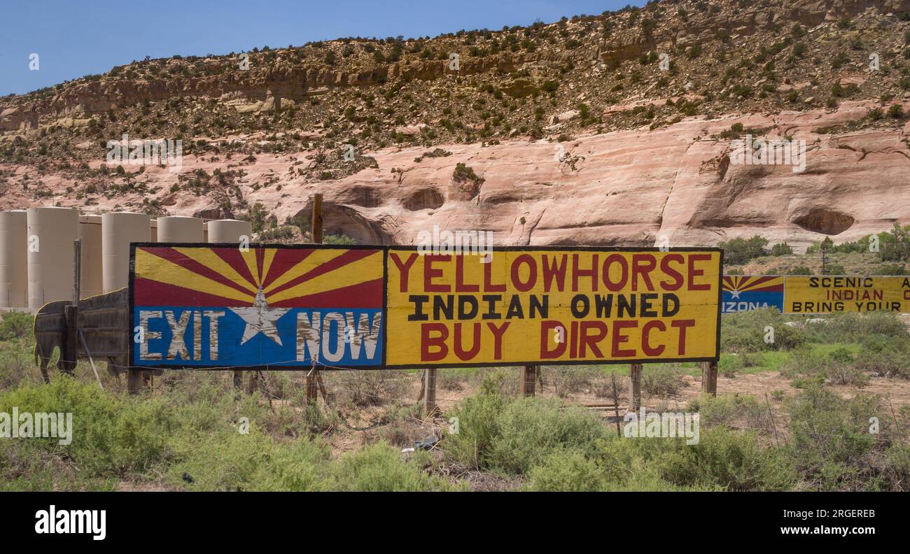 Billboard for a tourist trap in Arizona, Route 66 Stock Photo - Alamy