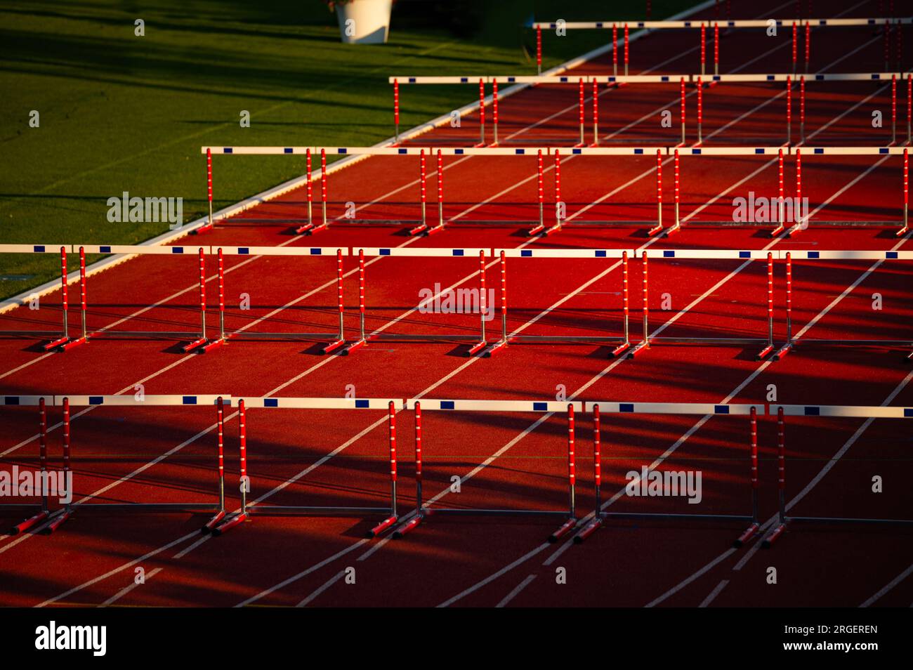 Hurdles on an outdoor track hi-res stock photography and images - Alamy