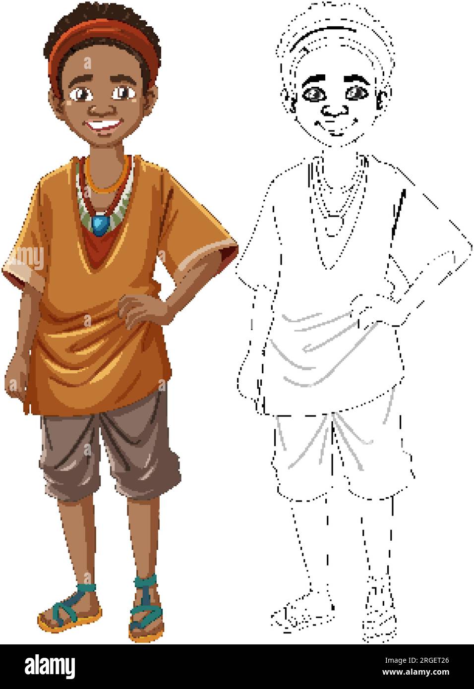 A man wearing traditional African clothing in a vector cartoon ...