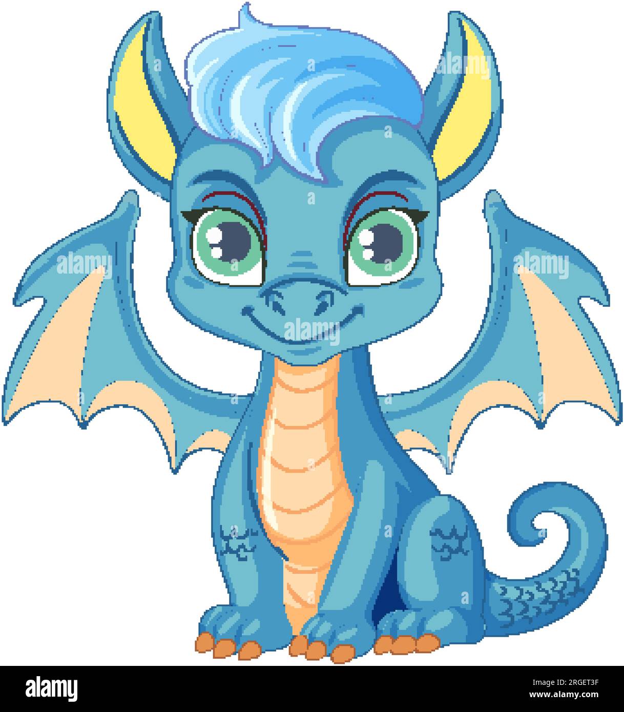 Happy blue cartoon dragon smiling illustration Stock Vector Image & Art ...