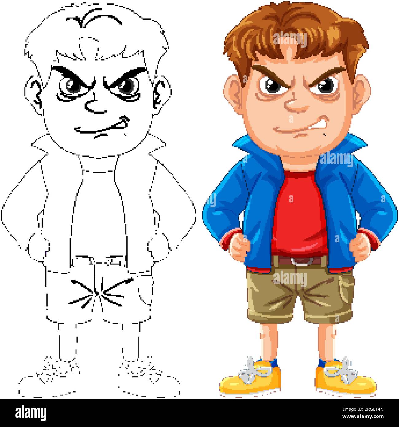 An angry cartoon boy character illustrated in a vector style Stock ...