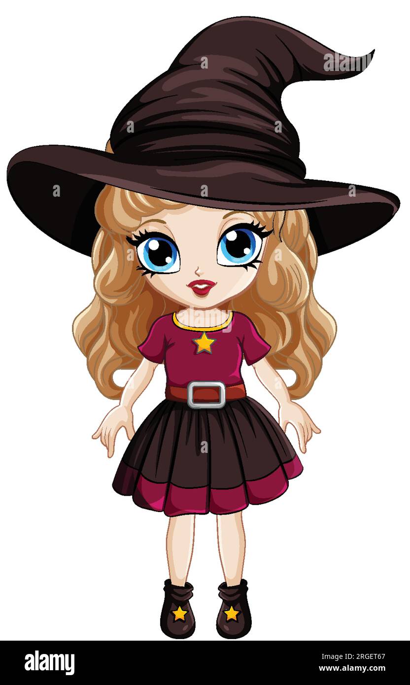 Cartoon witch wearing a big hat illustration Stock Vector Image & Art ...