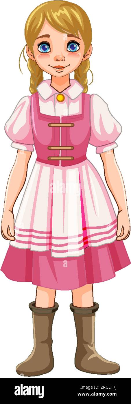A vector cartoon illustration of a woman wearing a traditional German Bavarian outfit Stock ...