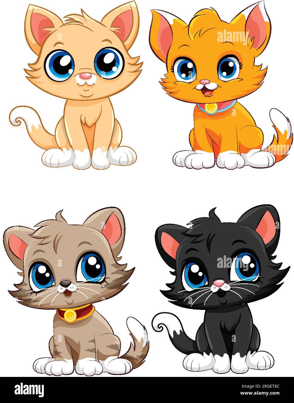 Cute Kittens Cartoon Characters Collection illustration Stock Vector ...