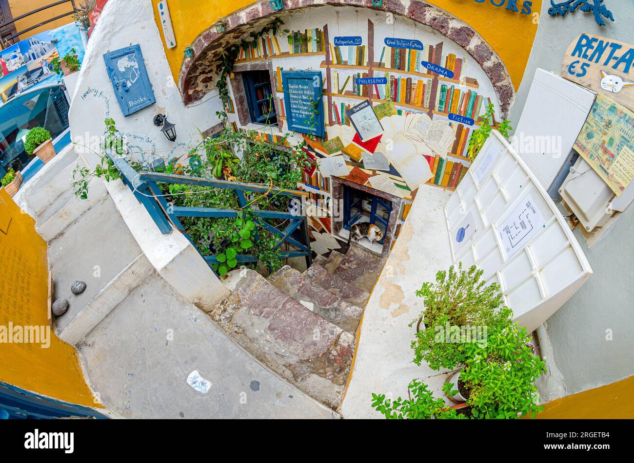 Front of the book store, selling fiction & non-fiction books in Greek ...