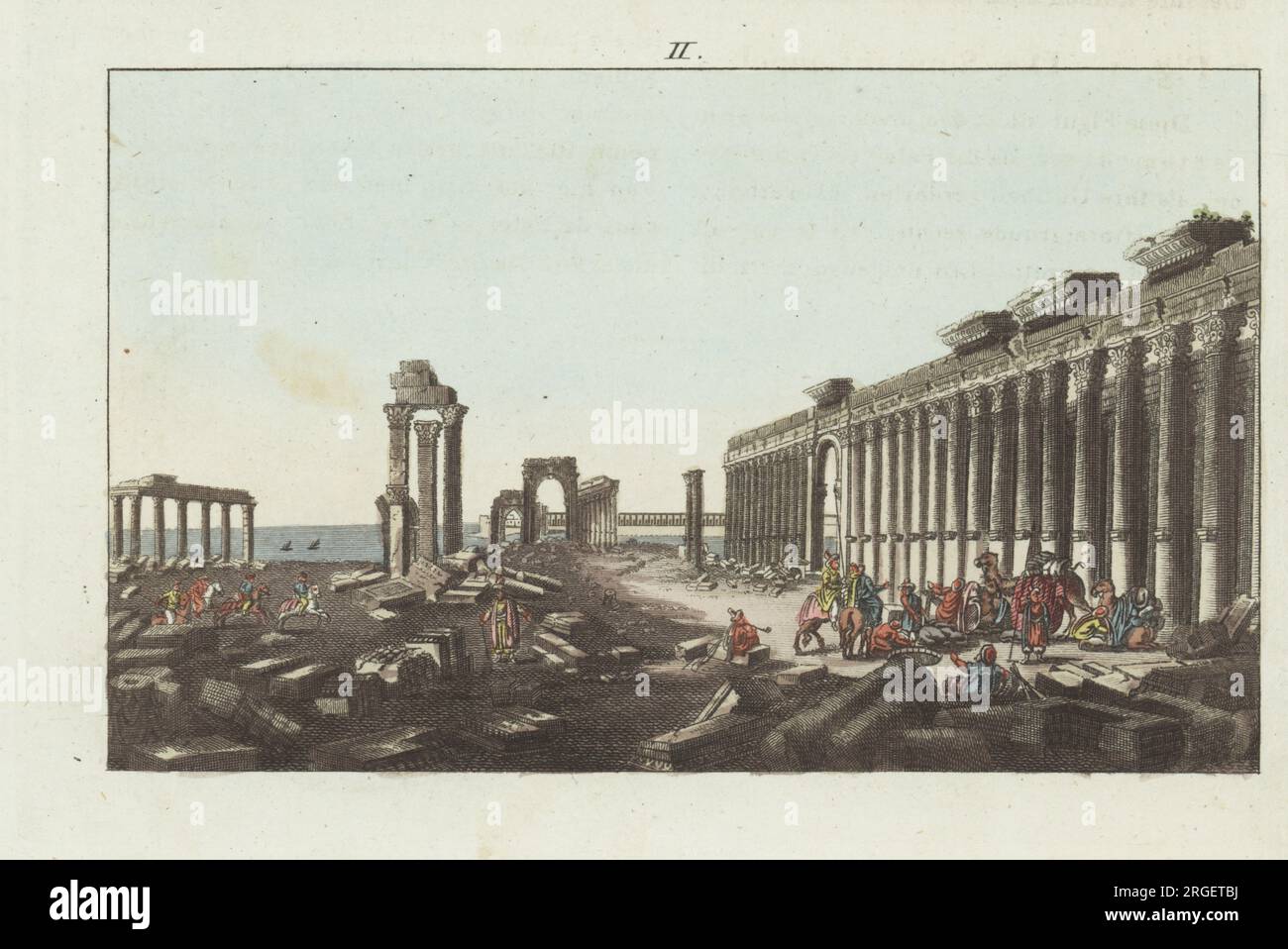 Ruins of the colonnade of Corinthian columns and monumental arch at ...