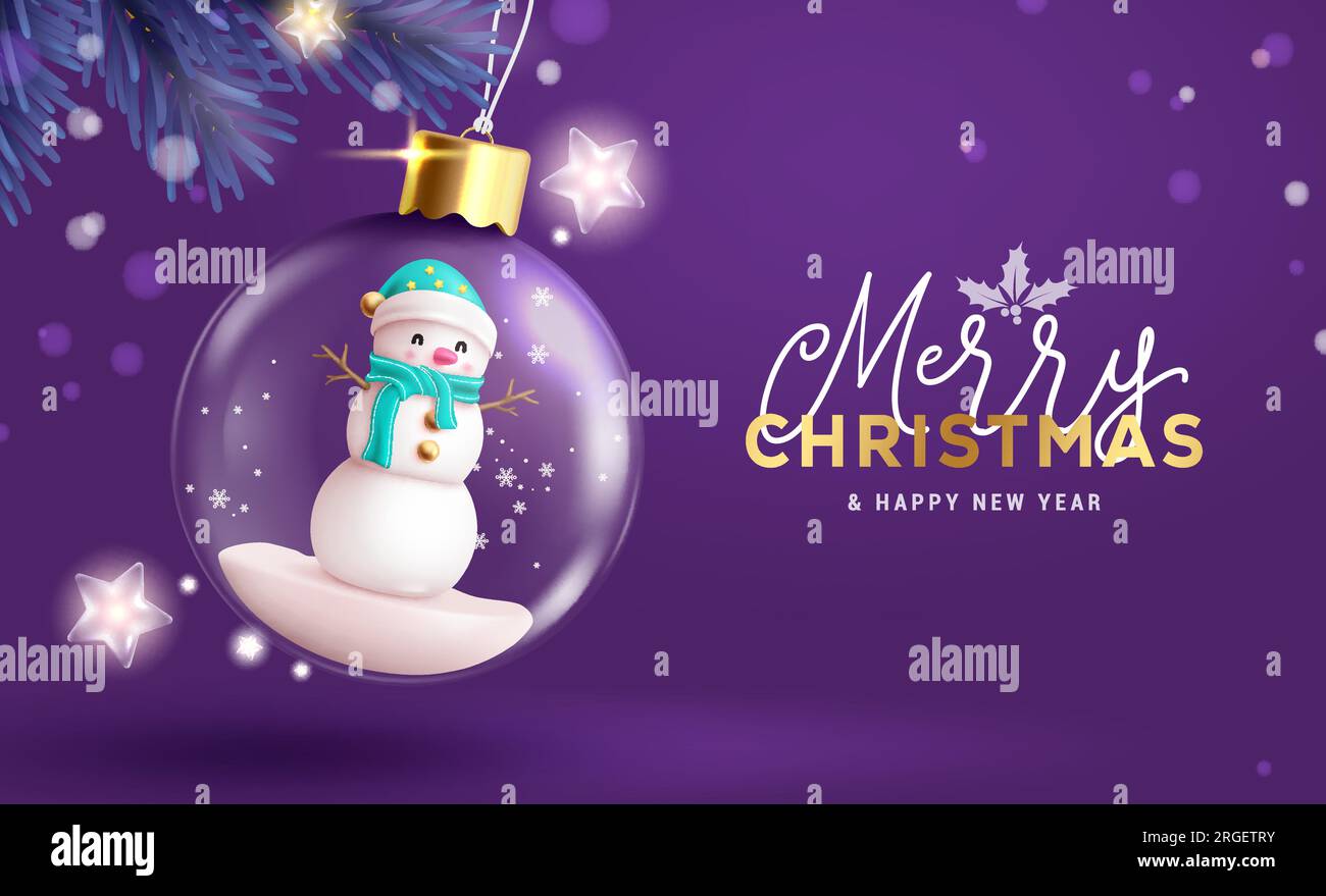 Christmas ball crystal vector design. Merry christmas greeting text ...