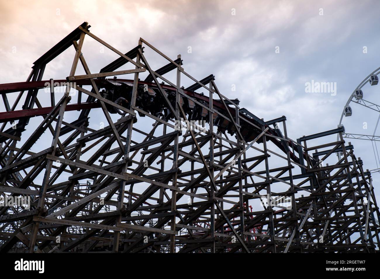 Riding the roller coaster at Energylandia Zator Poland amusement park ...