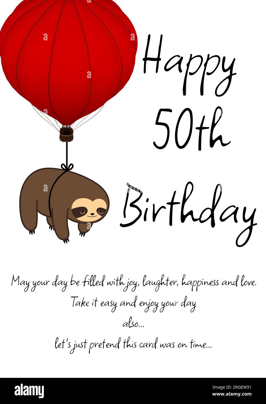 Composite of happy 50th birthday and red balloon with sleuth on white ...