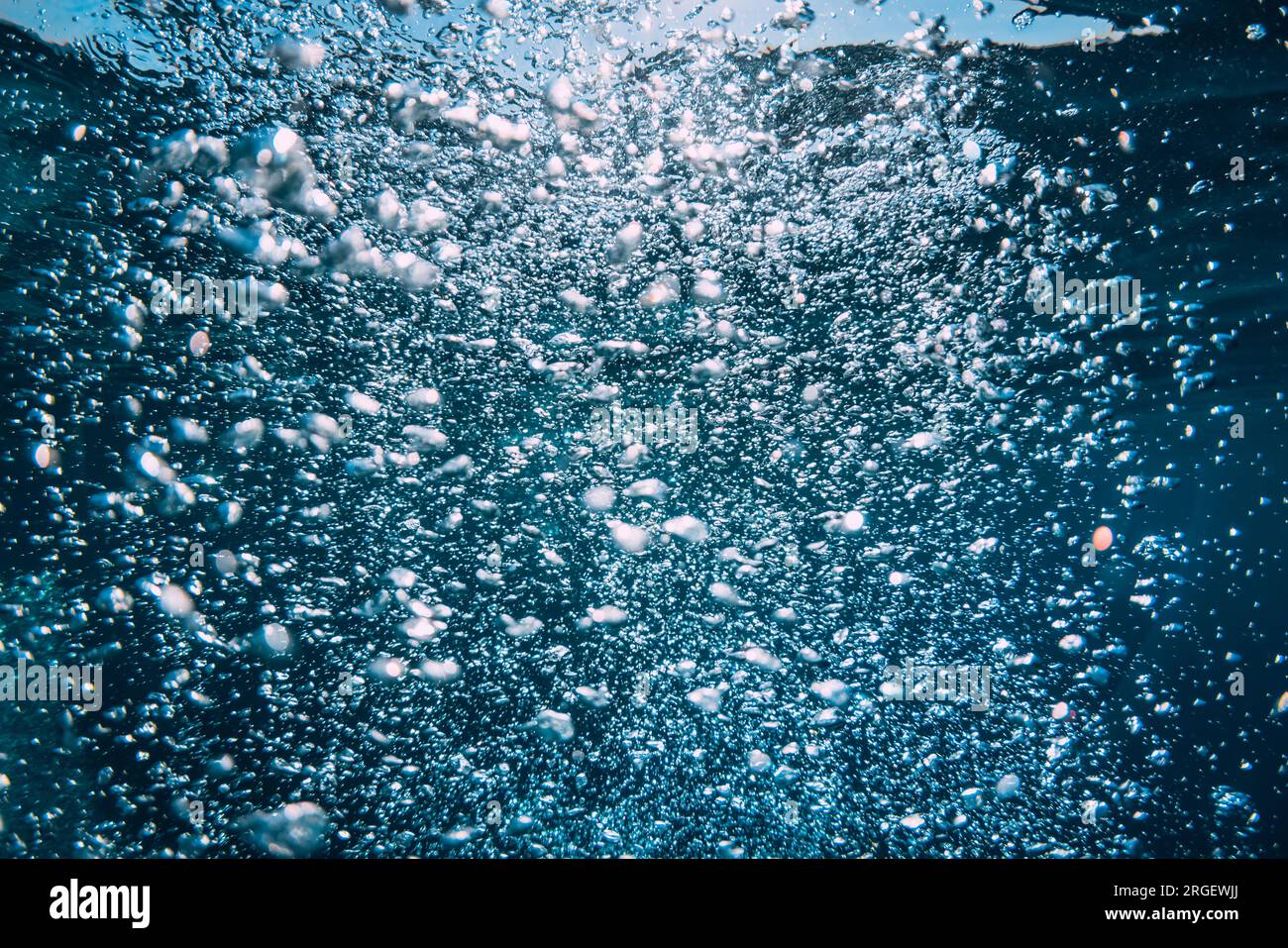 Underwater blue texture in ocean. Bubbles in transparent sea Stock ...
