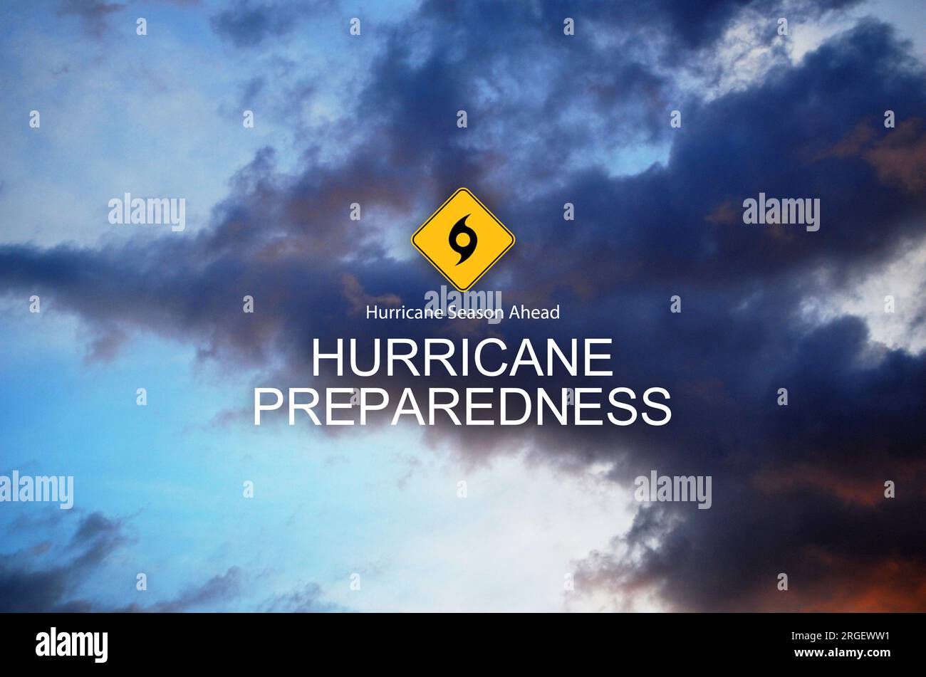 hurricane preparedness sign on sky background Stock Photo - Alamy