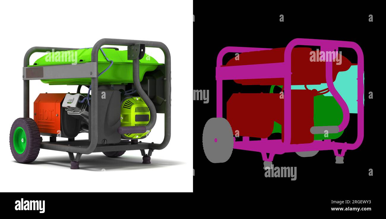 Modern compact electrical generator perspective back and left side view ...