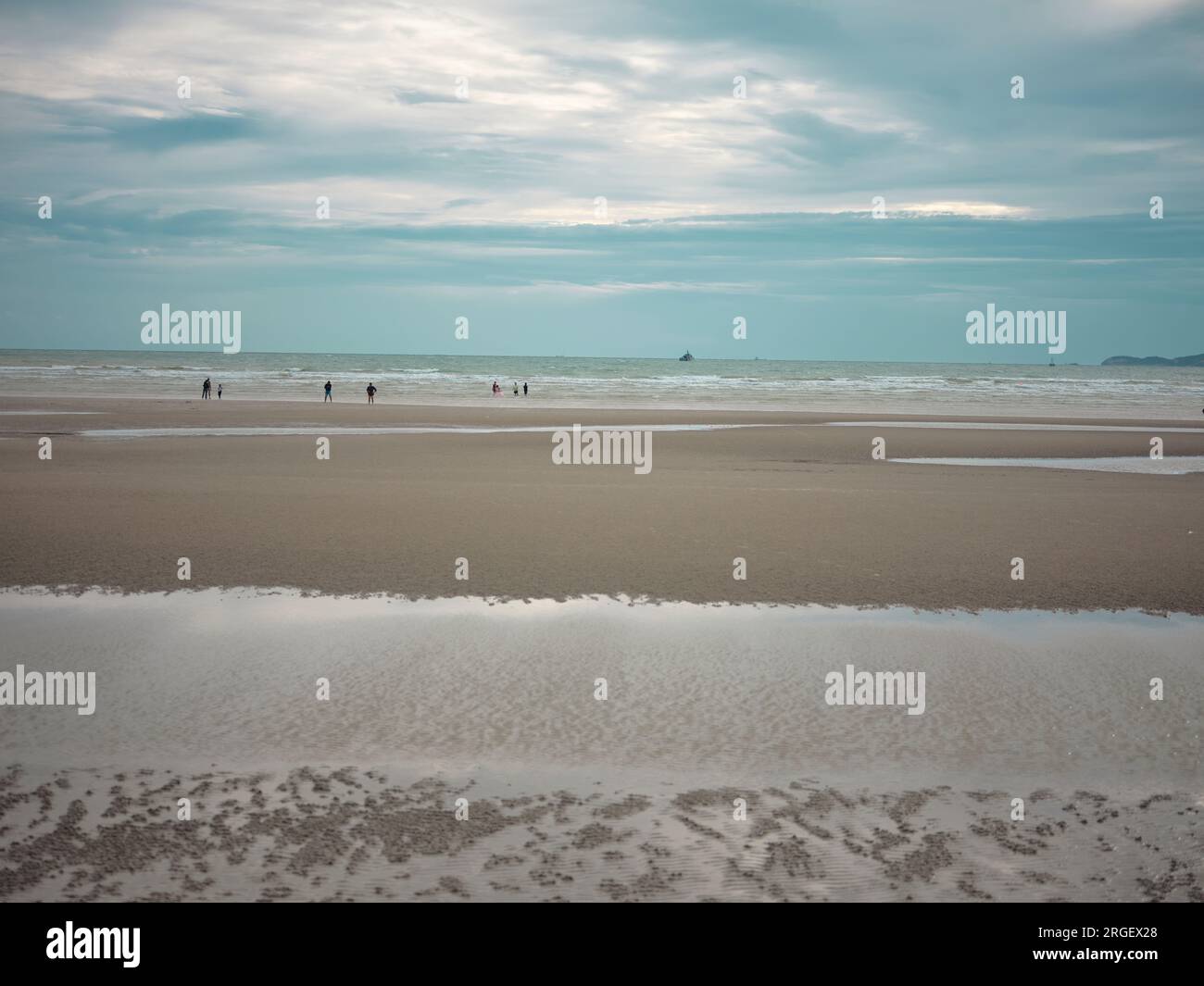 Sand on beach and blue summer sky. beach landscape. Empty tropical ...