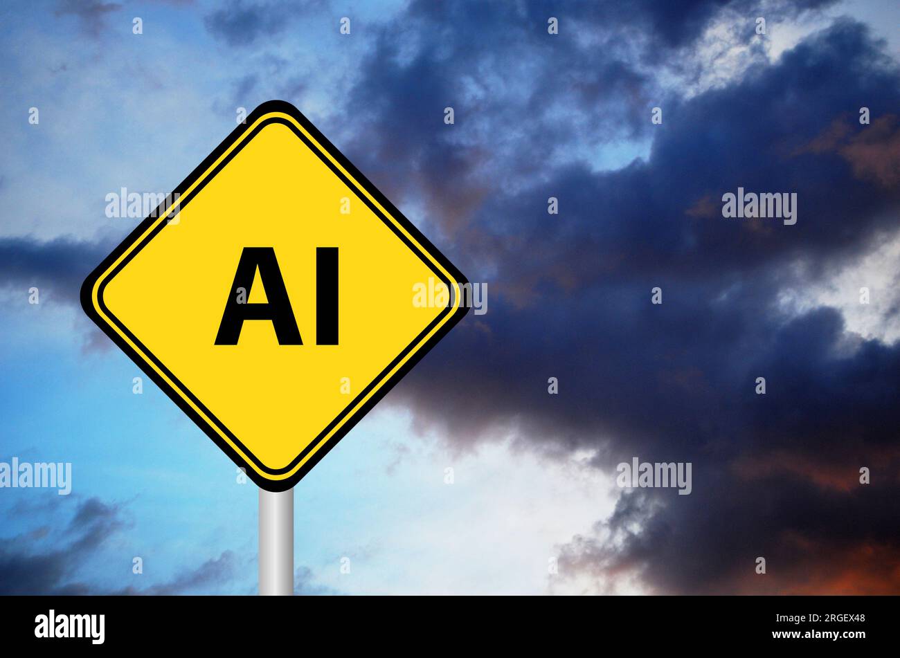 AI sign on sky background Stock Photo - Alamy